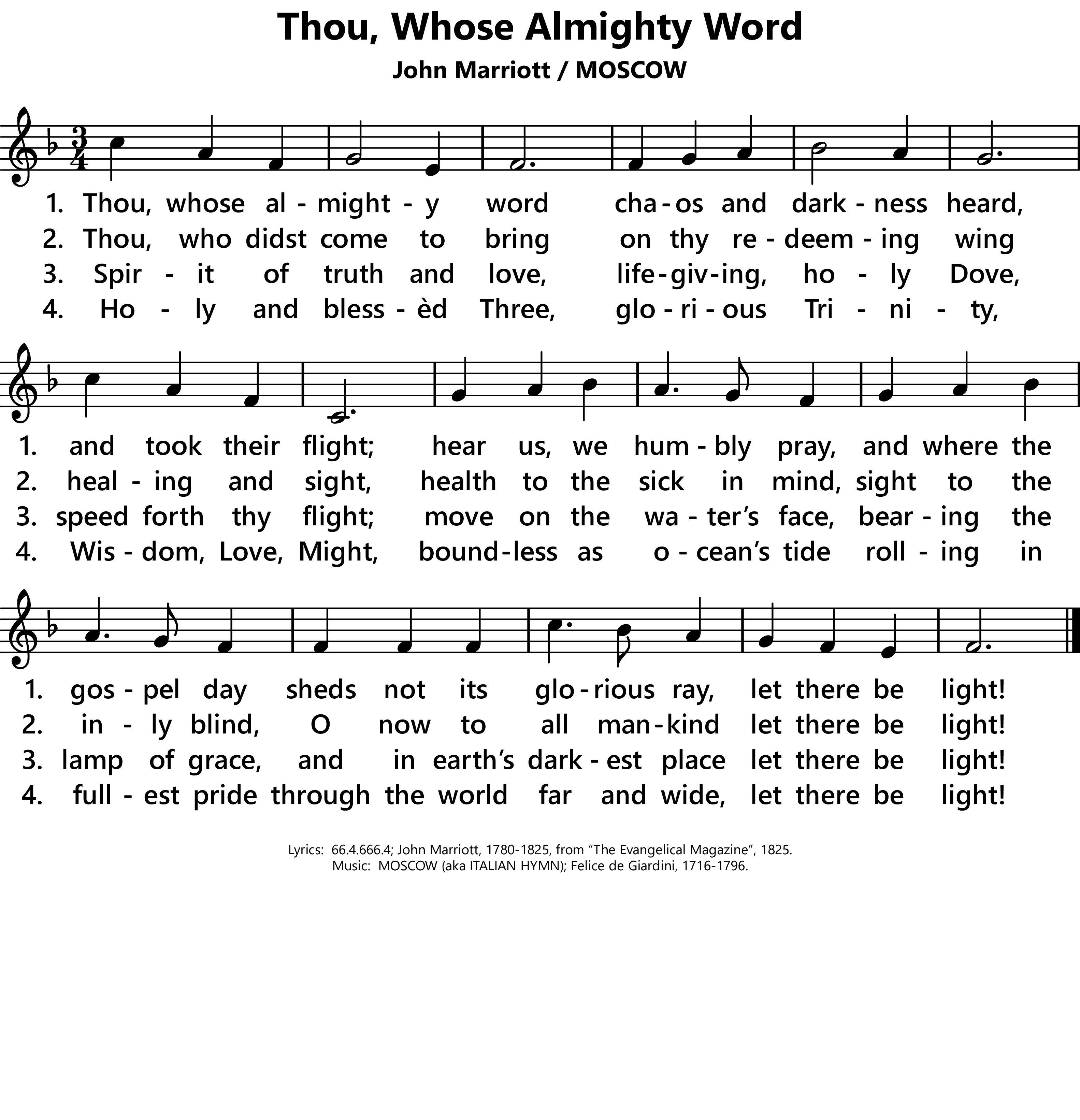 Thou, Whose Almighty Word [John Marriott]